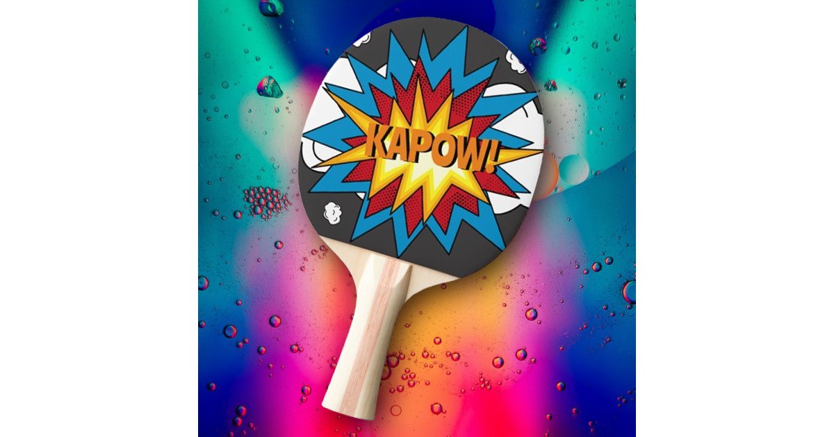 Modern Colorful Comic Book KAPOW Pop Art Ping Pong Paddle | Zazzle