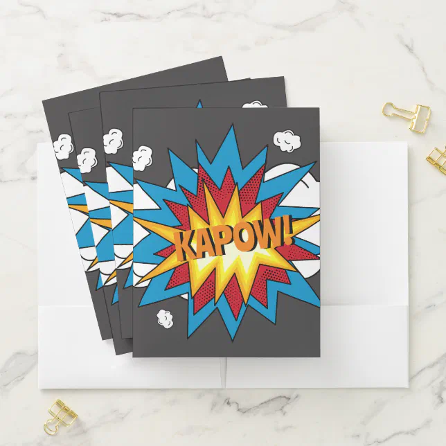 Modern Colorful Comic Book KAPOW Pop Art Pocket Folder | Zazzle