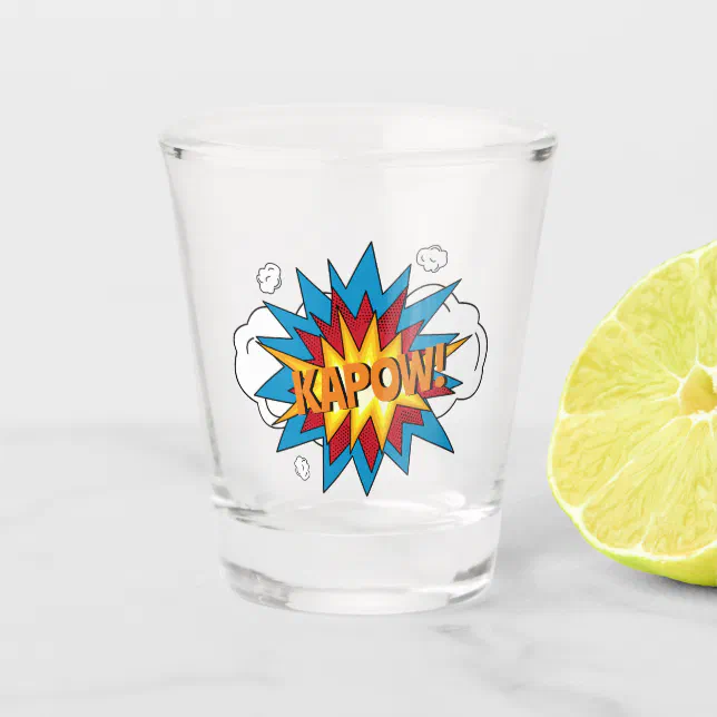 Modern Colorful Comic Book KAPOW Pop Art Shot Glass | Zazzle