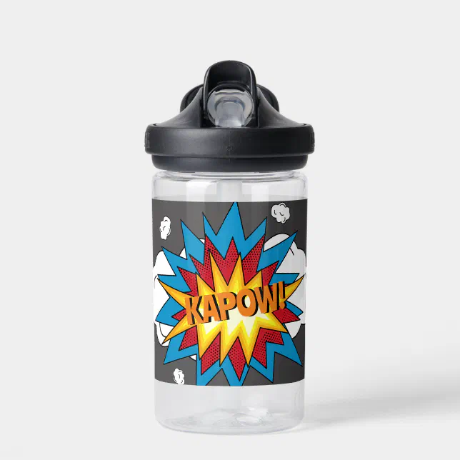 Modern Colorful Comic Book KAPOW Pop Art Water Bottle | Zazzle