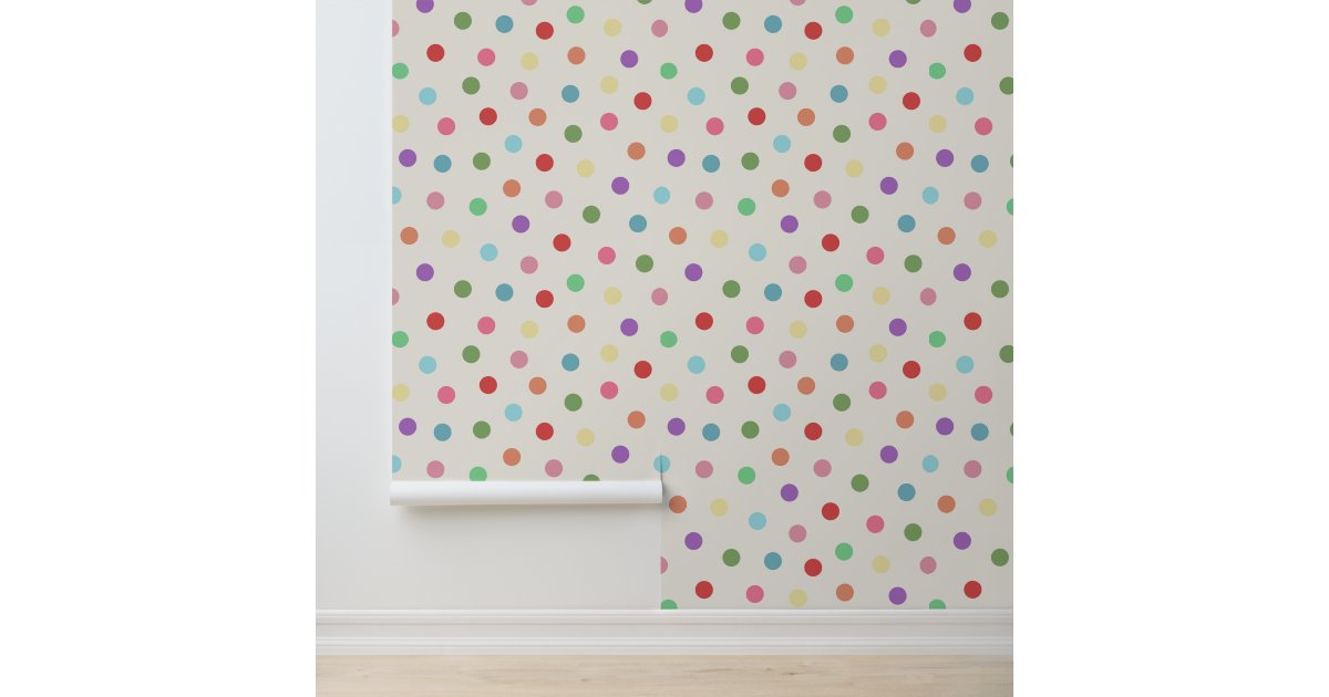 Modern Colorful Dots Pattern Cream Wallpaper | Zazzle
