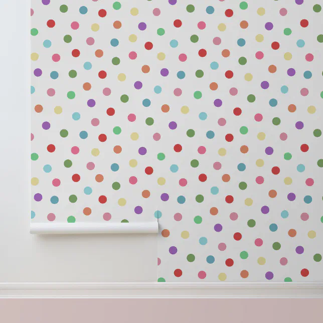 Modern Colorful Dots Pattern White Wallpaper | Zazzle