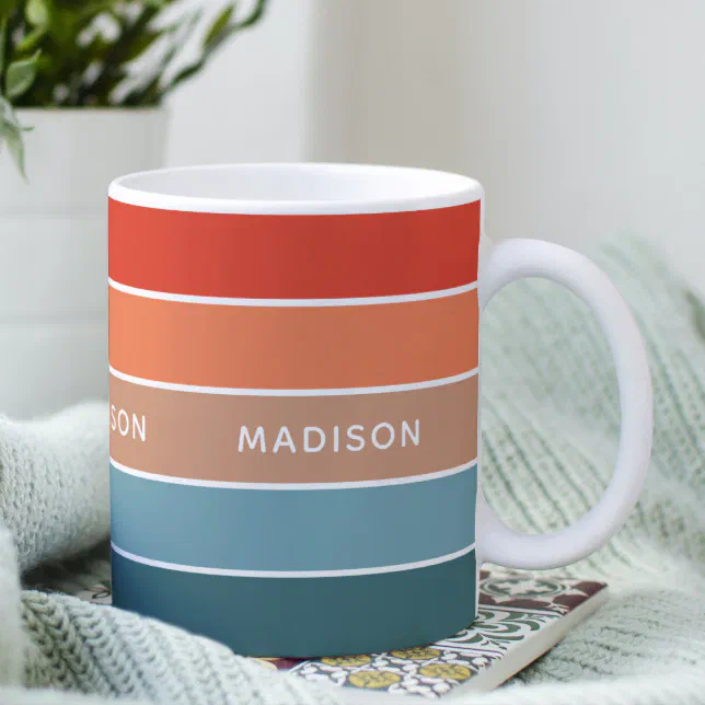 Modern Colorful Earth Colorblock Personalized Name Coffee Mug | Zazzle