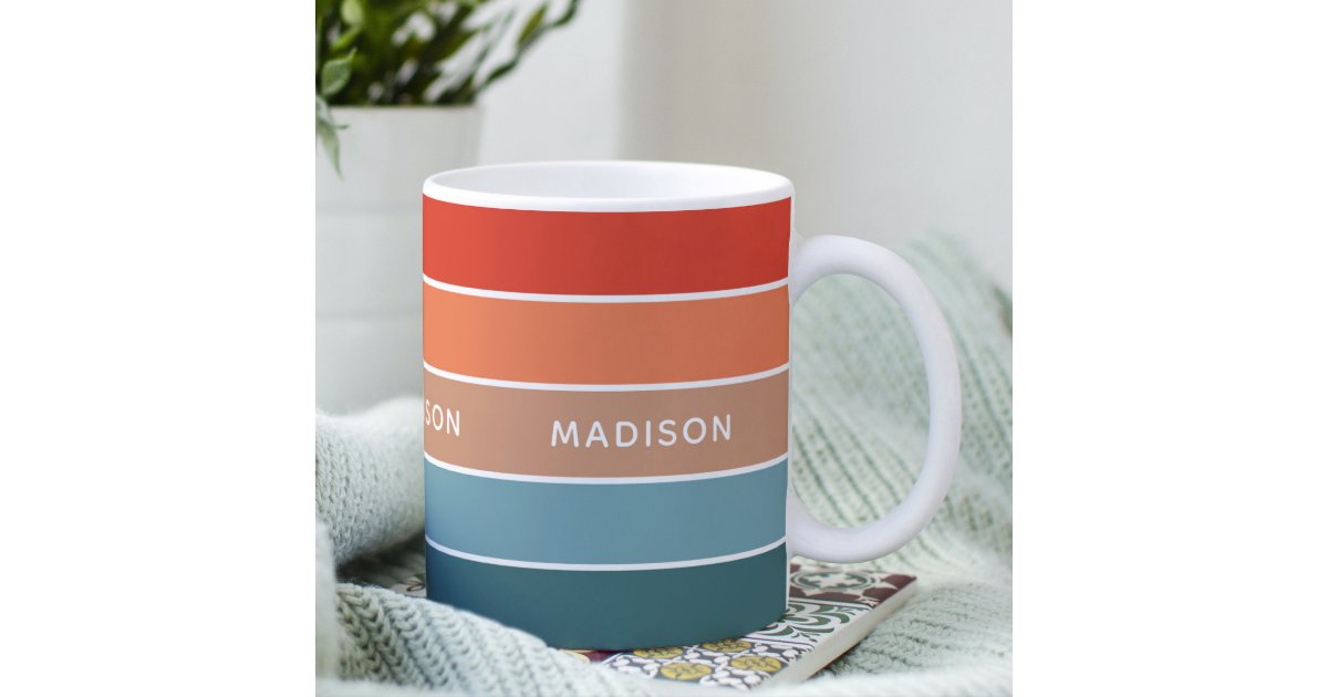 Modern Colorful Earth Colorblock Personalized Name Coffee Mug | Zazzle