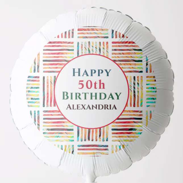 Modern Colorful Fabulous 50th Birthday Balloon | Zazzle