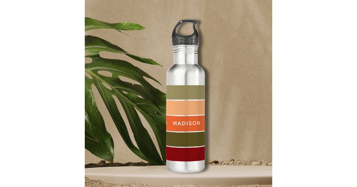 Modern Colorful Fall Color Block Personalized Name Stainless Steel ...