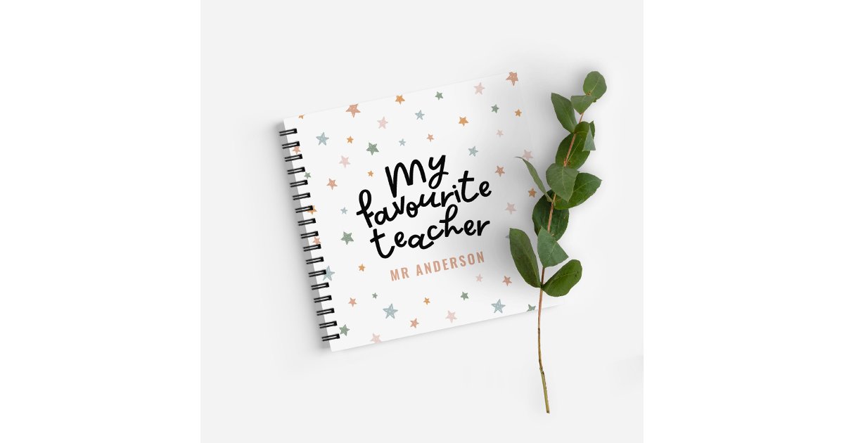 Modern colorful favourite teacher star gift notebook | Zazzle