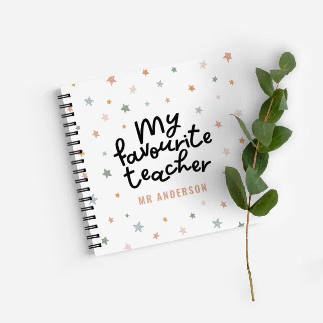 Modern colorful favourite teacher star gift notebook | Zazzle