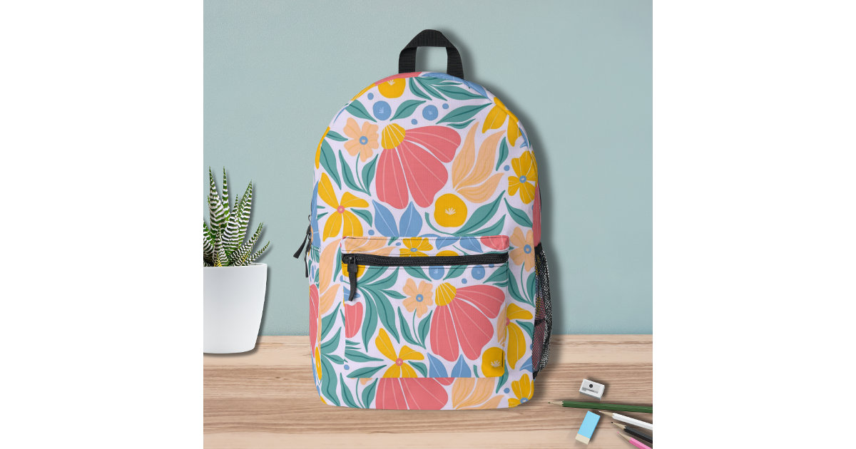 Modern Colorful Floral Flower Botanical Pattern Printed Backpack | Zazzle