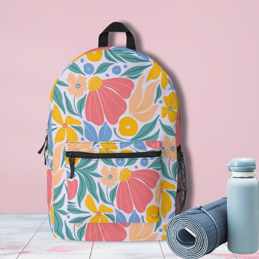 Modern Colorful Floral Flower Botanical Pattern Printed Backpack | Zazzle