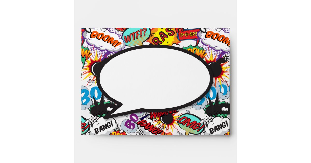 Modern Colorful Fun Comic Book Typographic Envelope | Zazzle