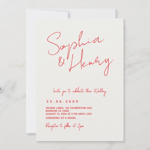 modern Colorful Fun Wavy Handwritten Wedding Invitation | Zazzle