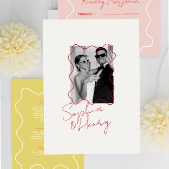modern Colorful Fun Wavy Handwritten Wedding Invitation | Zazzle