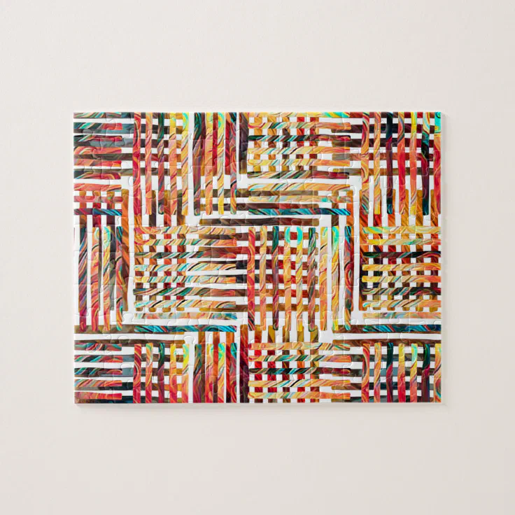 Modern Colorful Geometric Striped Pattern Jigsaw Puzzle | Zazzle