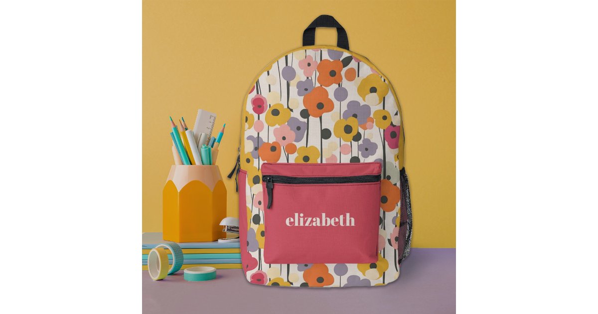 Modern Colorful Girls Floral Pattern Printed Backpack | Zazzle