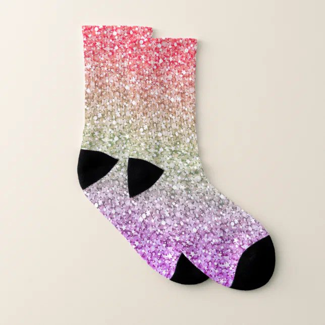 Modern Colorful Glitter Socks | Zazzle