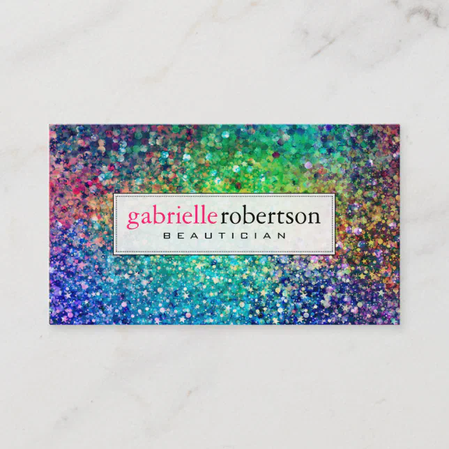 Modern Colorful Glitter & Sparkles Business Card | Zazzle