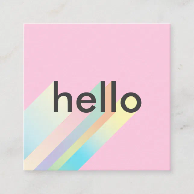 Modern colorful gradient pink hello typography square business card ...