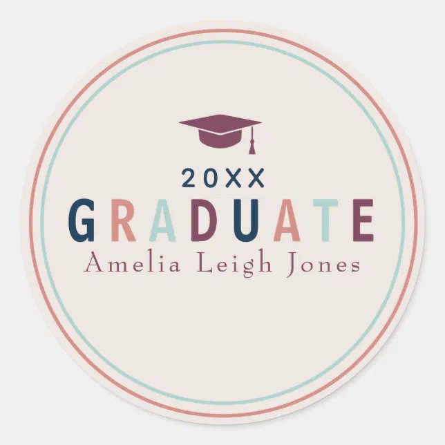Modern Colorful Graduation Envelope Sticker | Zazzle