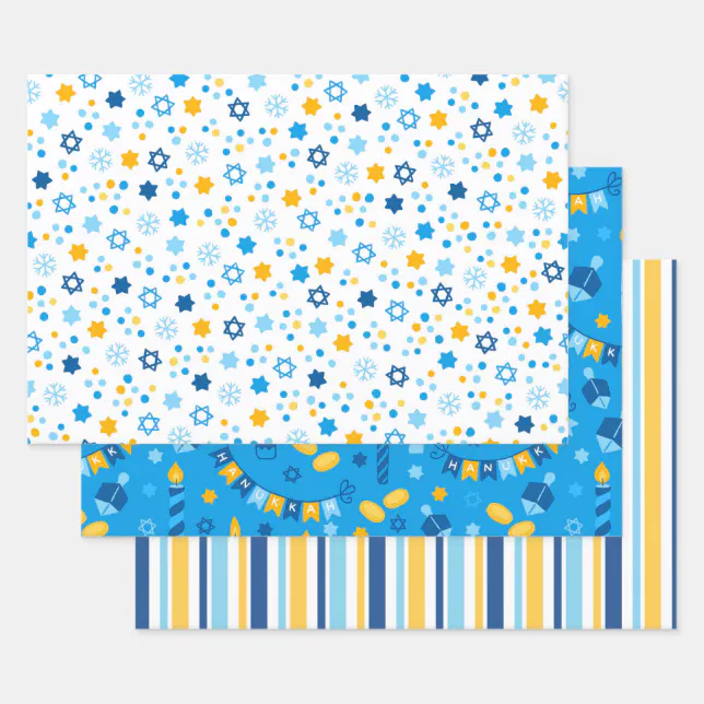 Modern Colorful Hanukkah Wrapping Paper Sheets | Zazzle