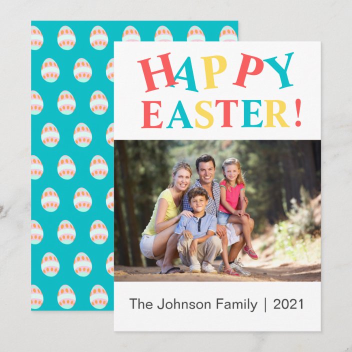 Modern Colorful Happy Easter Photo Holiday Card | Zazzle.com