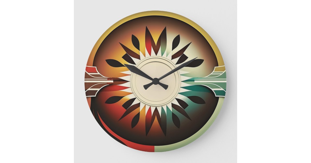 Modern Colorful Native American Wall Clock | Zazzle