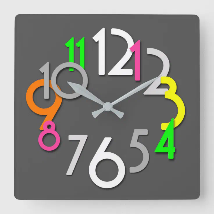 Modern Colorful Neon Wall Clock | Zazzle