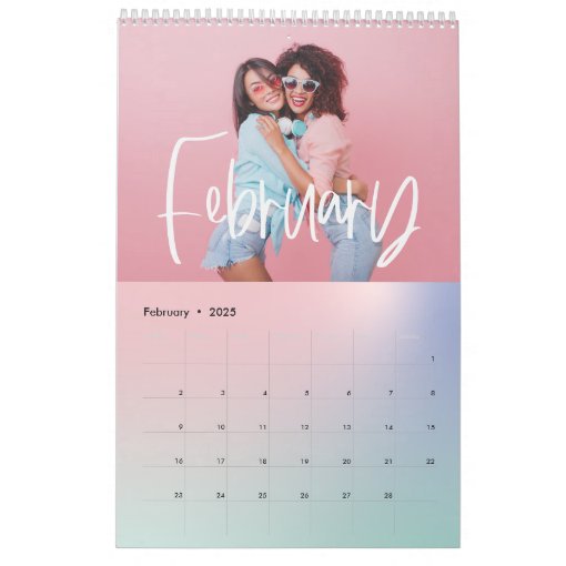 Modern colorful pastel rainbow photo calendar | Zazzle