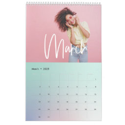 Modern colorful pastel rainbow photo calendar | Zazzle