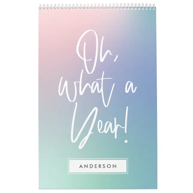 Modern colorful pastel rainbow photo calendar | Zazzle