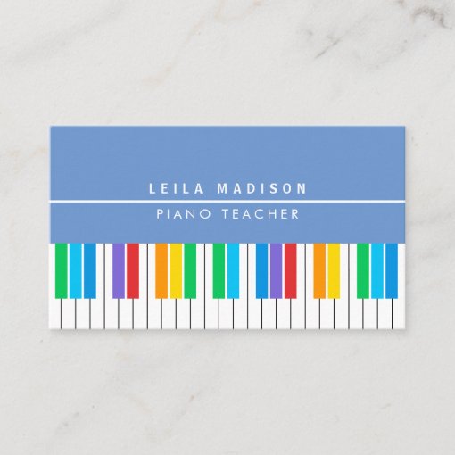 Modern Colorful Piano Keyboard Teacher Business Card | Zazzle