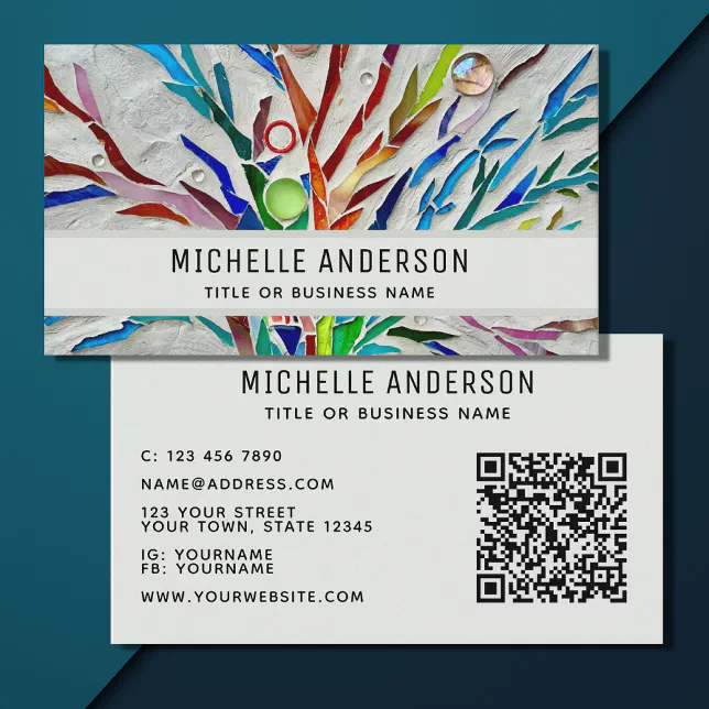 Modern Colorful QR Code Business Card | Zazzle