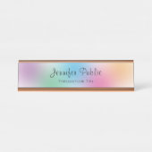 Modern Colorful Rainbow Elegant Template Rose Gold Desk Name Plate | Zazzle