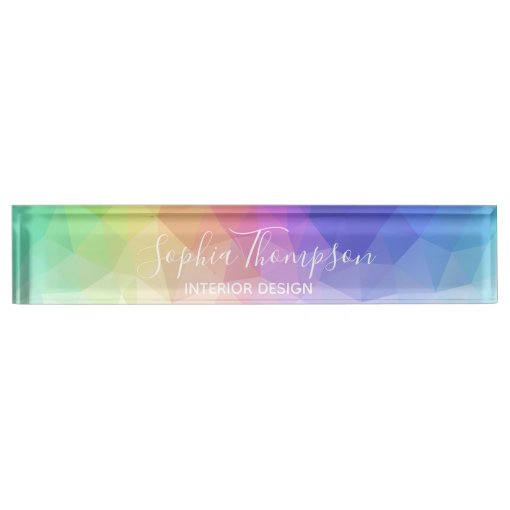 Modern Colorful Rainbow Polygonal - Desk Nameplate | Zazzle