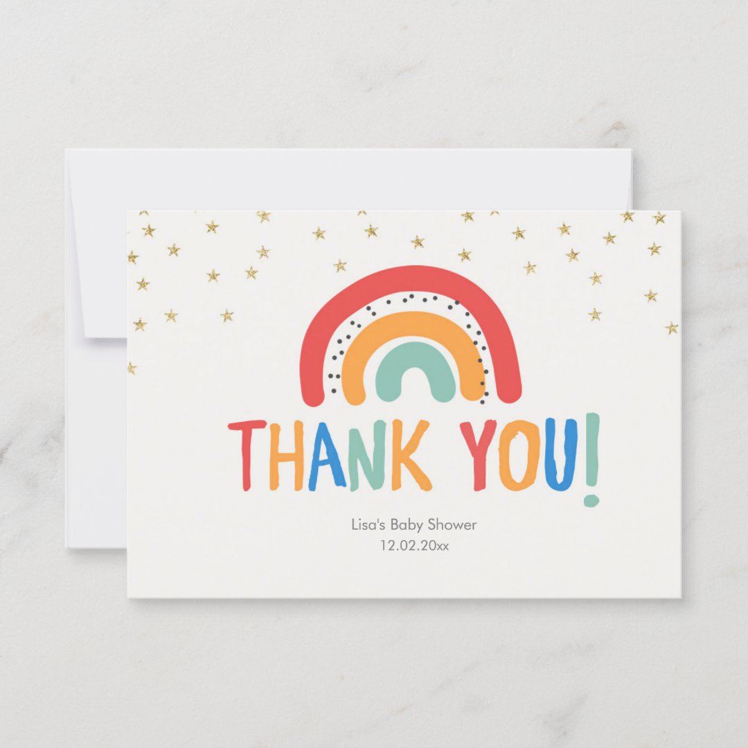 Modern Colorful Rainbow Thank You card | Zazzle
