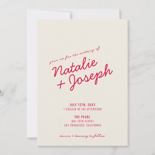 Modern Colorful Retro Fun Whimsical Script Wedding Invitation | Zazzle