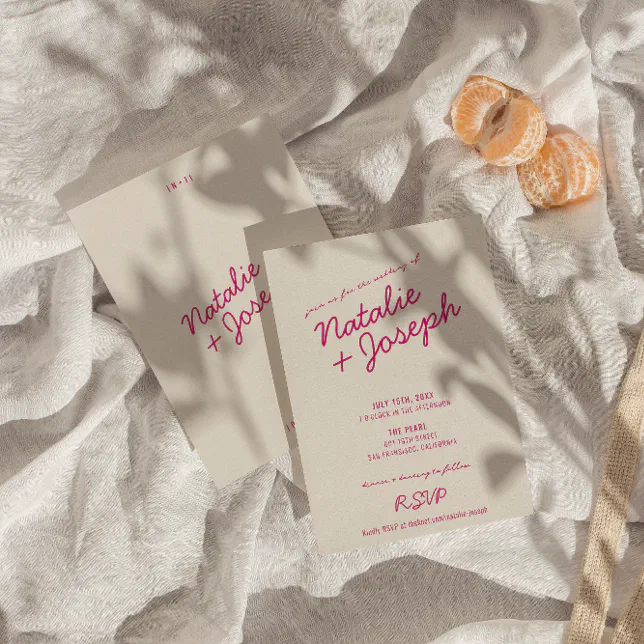 Modern Colorful Retro Fun Whimsical Script Wedding Invitation | Zazzle