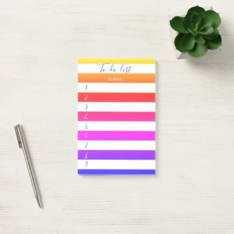 Modern Colorful Striped To Do List Post-it Notes | Zazzle
