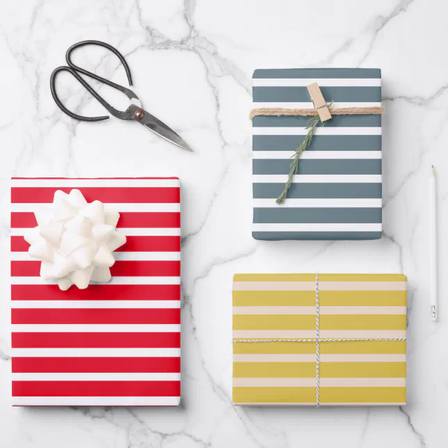Modern Colorful Stripes Christmas Wrapping Paper Sheets | Zazzle