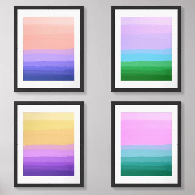 Modern Colorful Sunset Dreams V4 Wall Art Sets | Zazzle