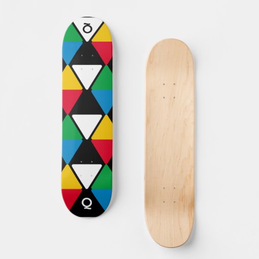 Modern Colorful Triangles Monogram Skateboard | Zazzle
