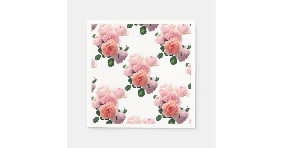 Modern Colorful Watercolor Pink Roses Template Napkins | Zazzle