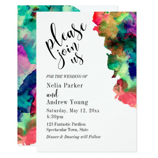 Modern, Colorful Watercolor "Please Join Us" Invitation | Zazzle.com