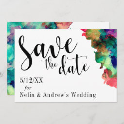 Modern Colorful Watercolor Save the Date | Zazzle