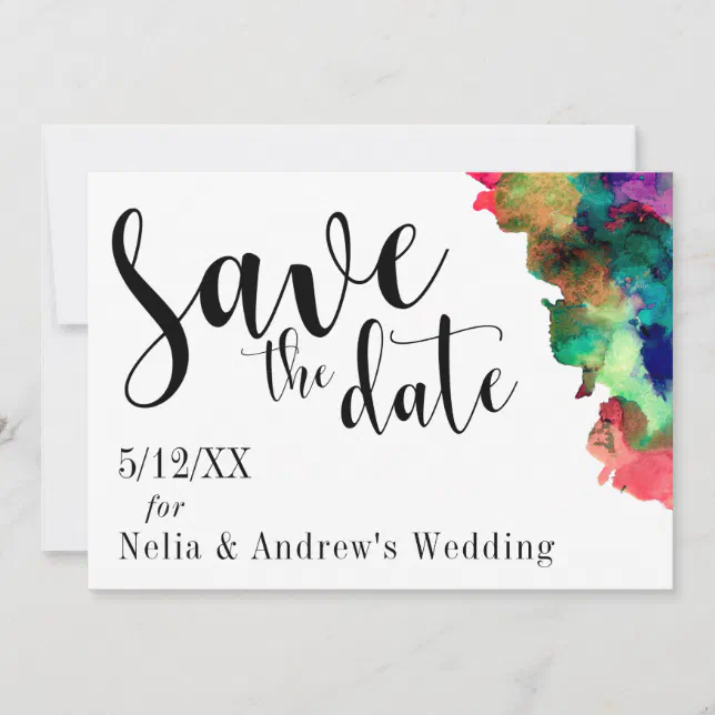 Modern Colorful Watercolor Save the Date | Zazzle