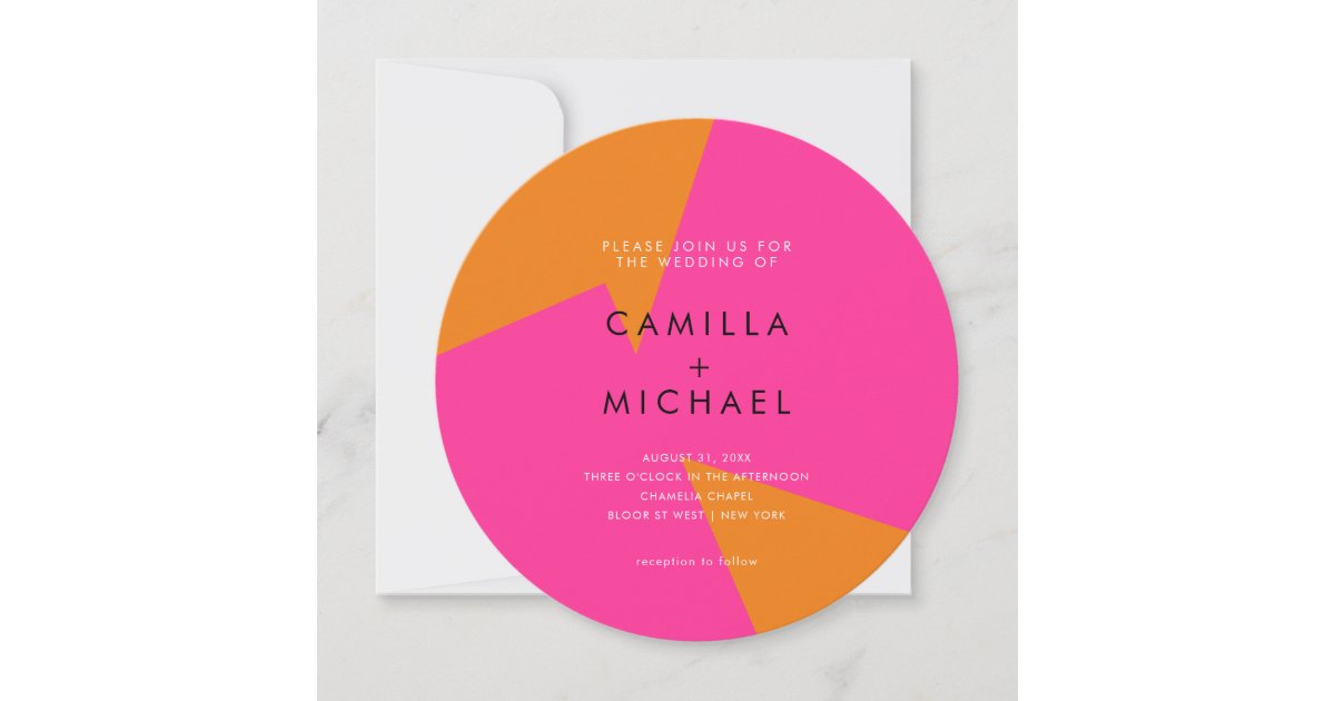 Modern Colorful Wedding Circle Invitation | Zazzle