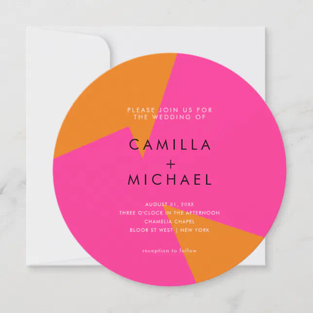 Modern Colorful Wedding Circle Invitation | Zazzle