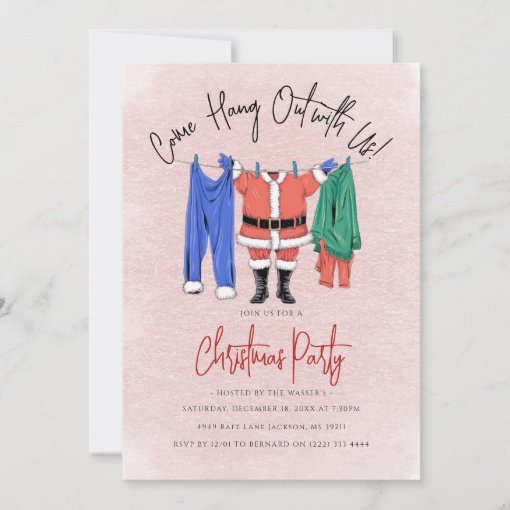 Modern 'Come Hang Out' Santa Claus Christmas Party Invitation | Zazzle