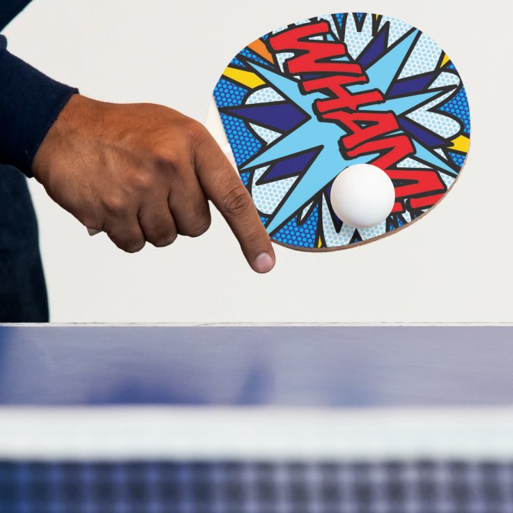 Modern Comic Book WHAM Ping Pong Paddle | Zazzle