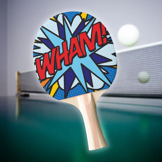 Modern Comic Book WHAM Ping Pong Paddle | Zazzle